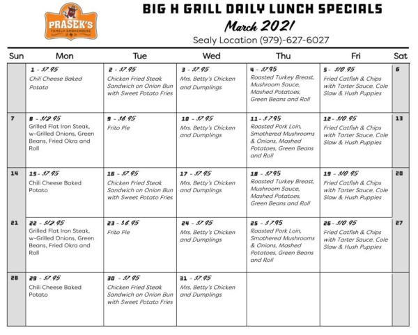 Big H Grill | Prasek's Family Smokehouse