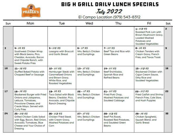 Big H Grill - Prasek's Family Smokehouse