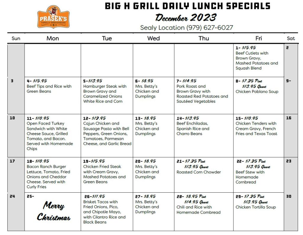 Big H Grill - Prasek's Family Smokehouse