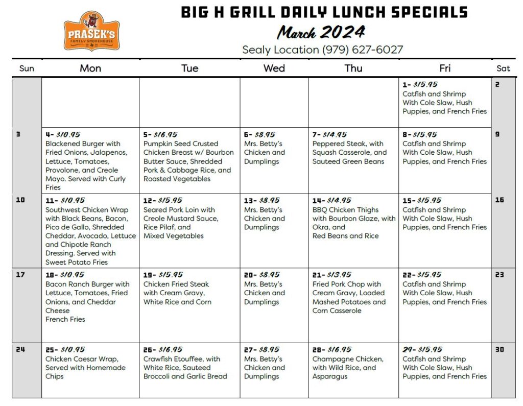 Big H Grill - Prasek's Family Smokehouse